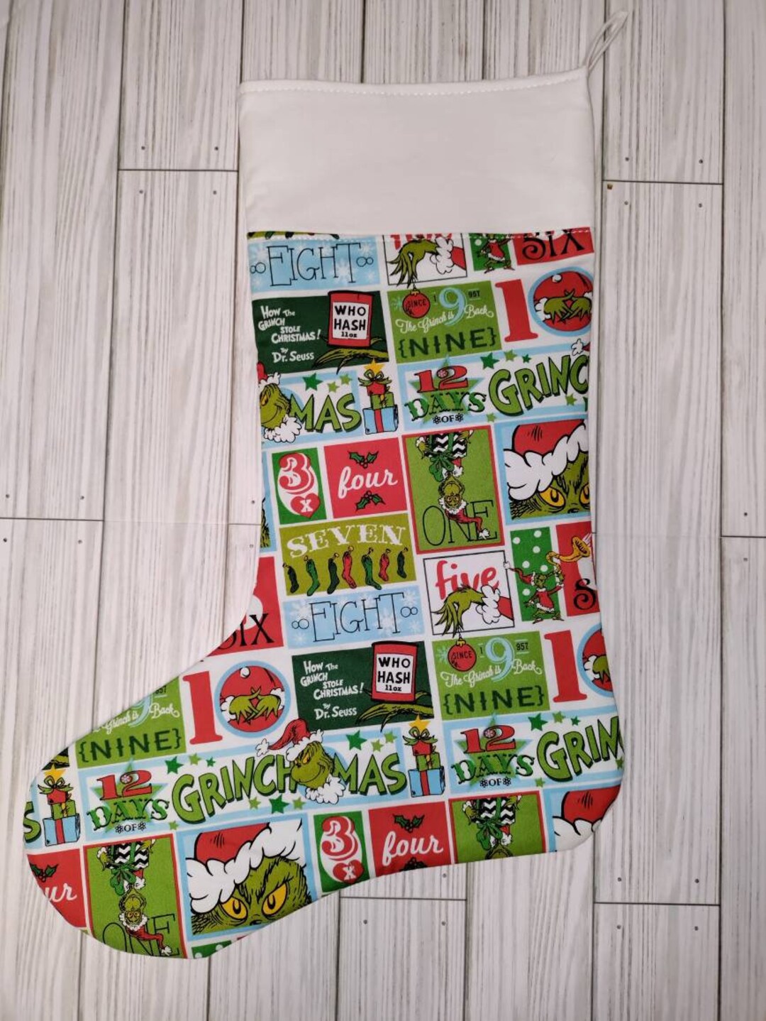 The Grinch Themed Stocking, Christmas Decor, Handmade Christmas ...