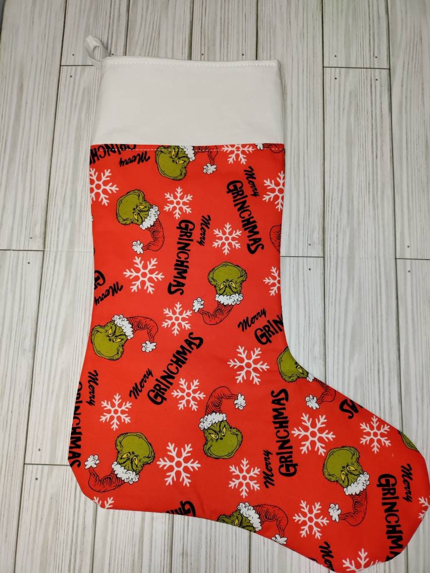 The Grinch Themed Stocking Christmas Decor Handmade - Etsy