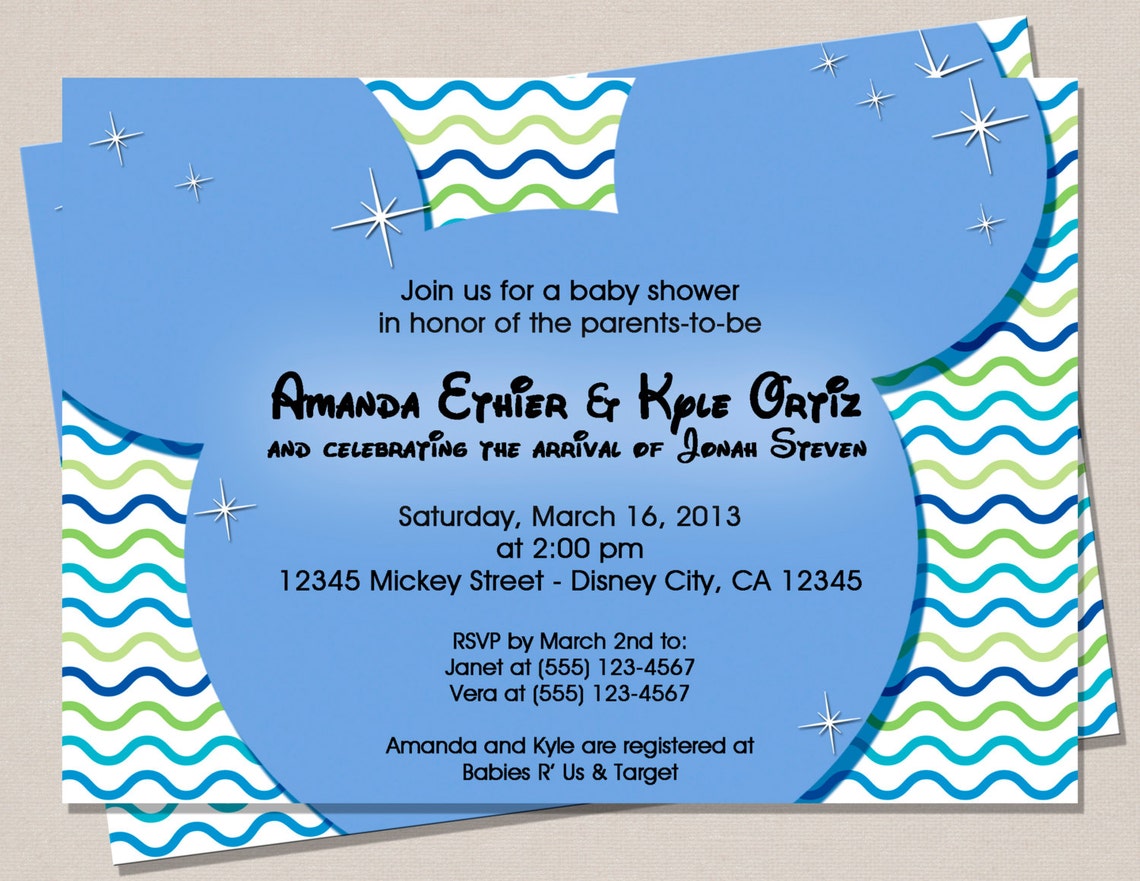 Disney Inspired Baby Shower Invitation - Mickey Mouse Baby Shower ...