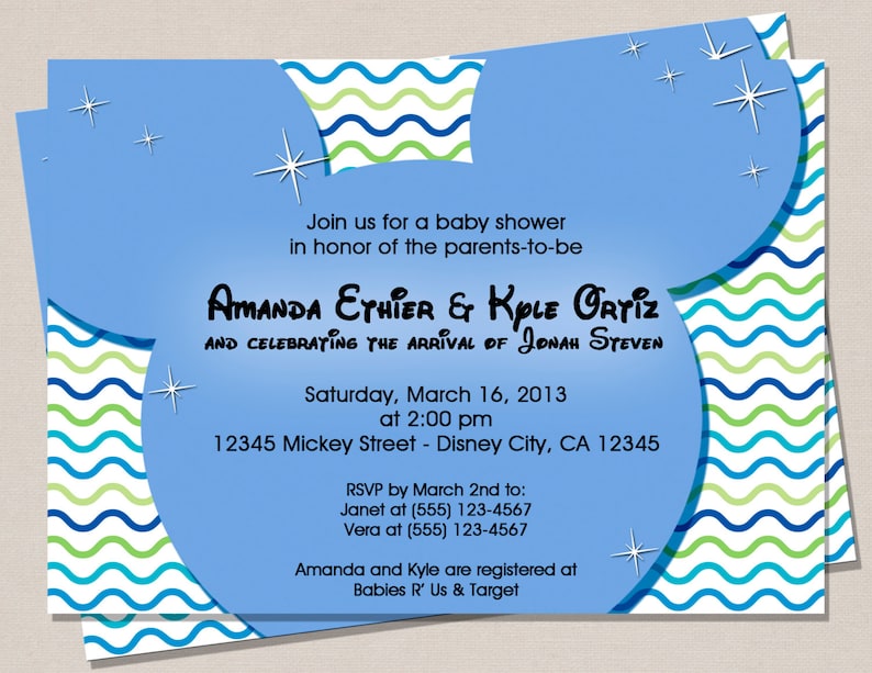 Disney Inspired Baby Shower Invitation - Mickey Mouse Baby Shower ...