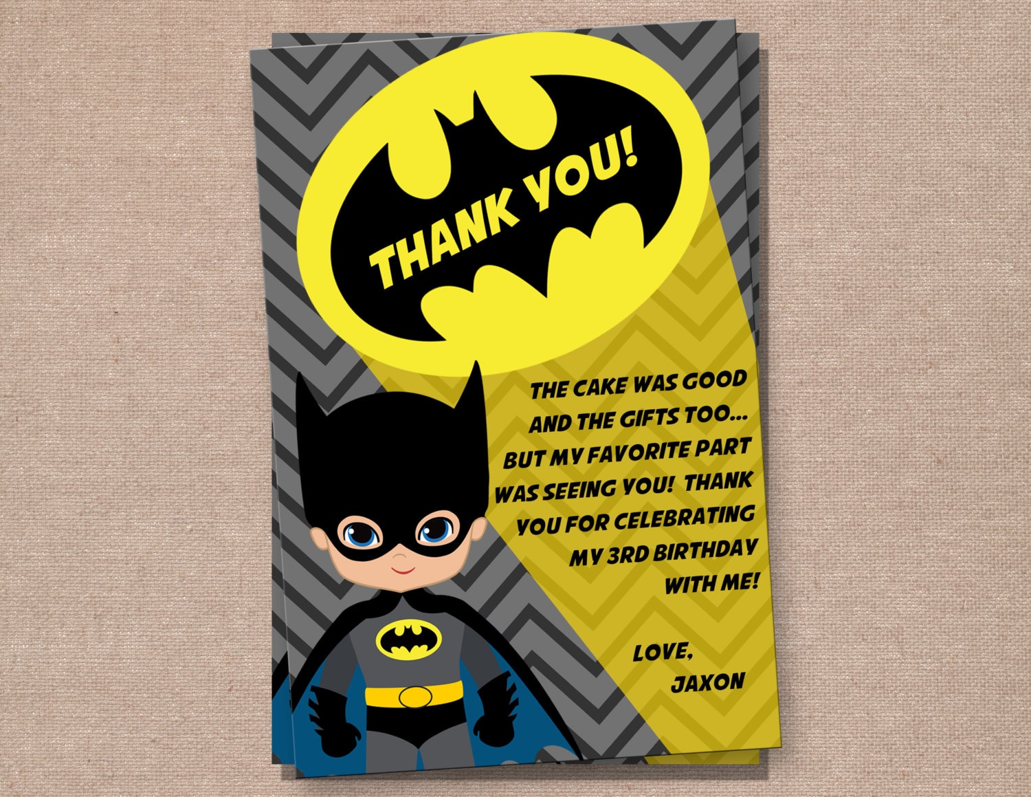 Batman Thank You Card Batman Batman Birthday Batman | Etsy