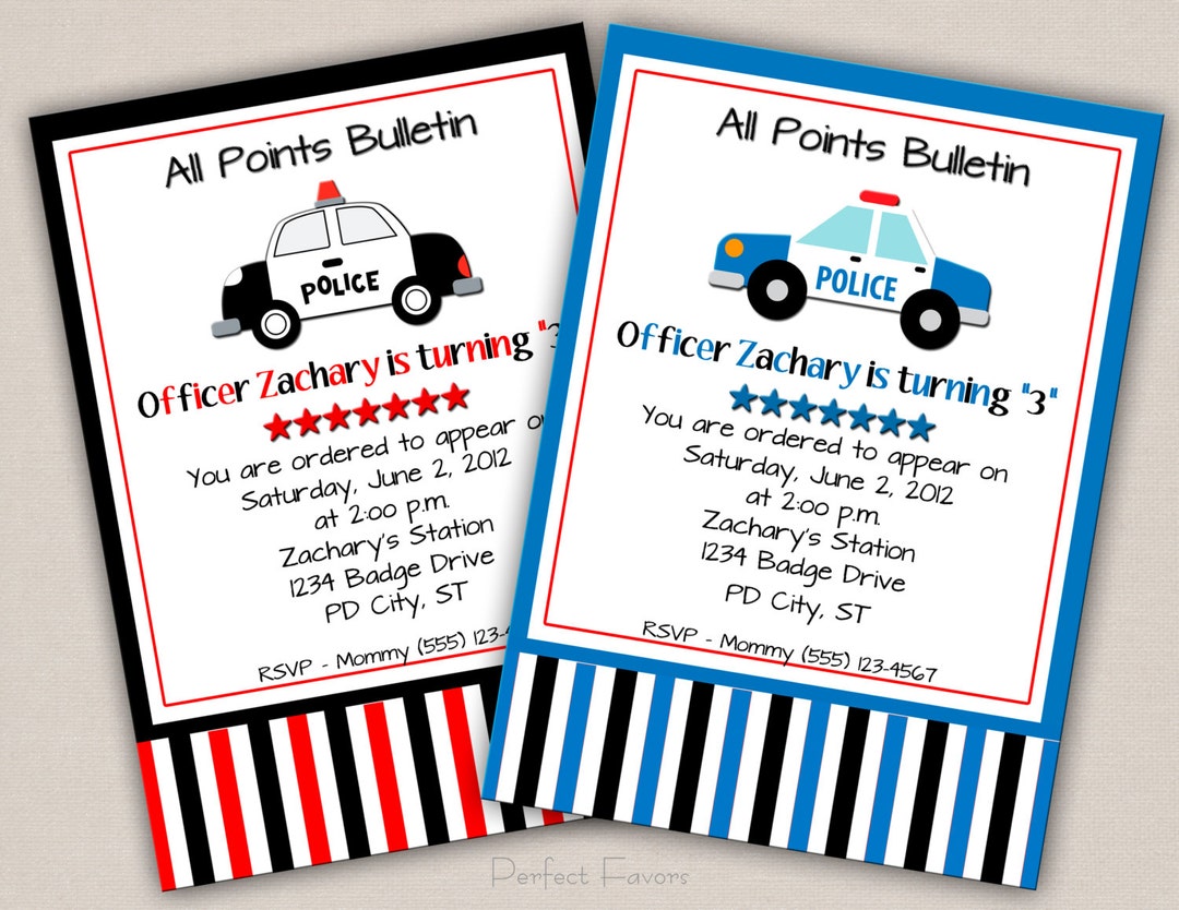 Police Birthday Invitation - Police Birthday - Boys Invitation - Kids ...