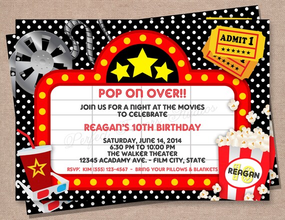 Movie Night Invitation Kids Invitations Teens Invitations | Etsy