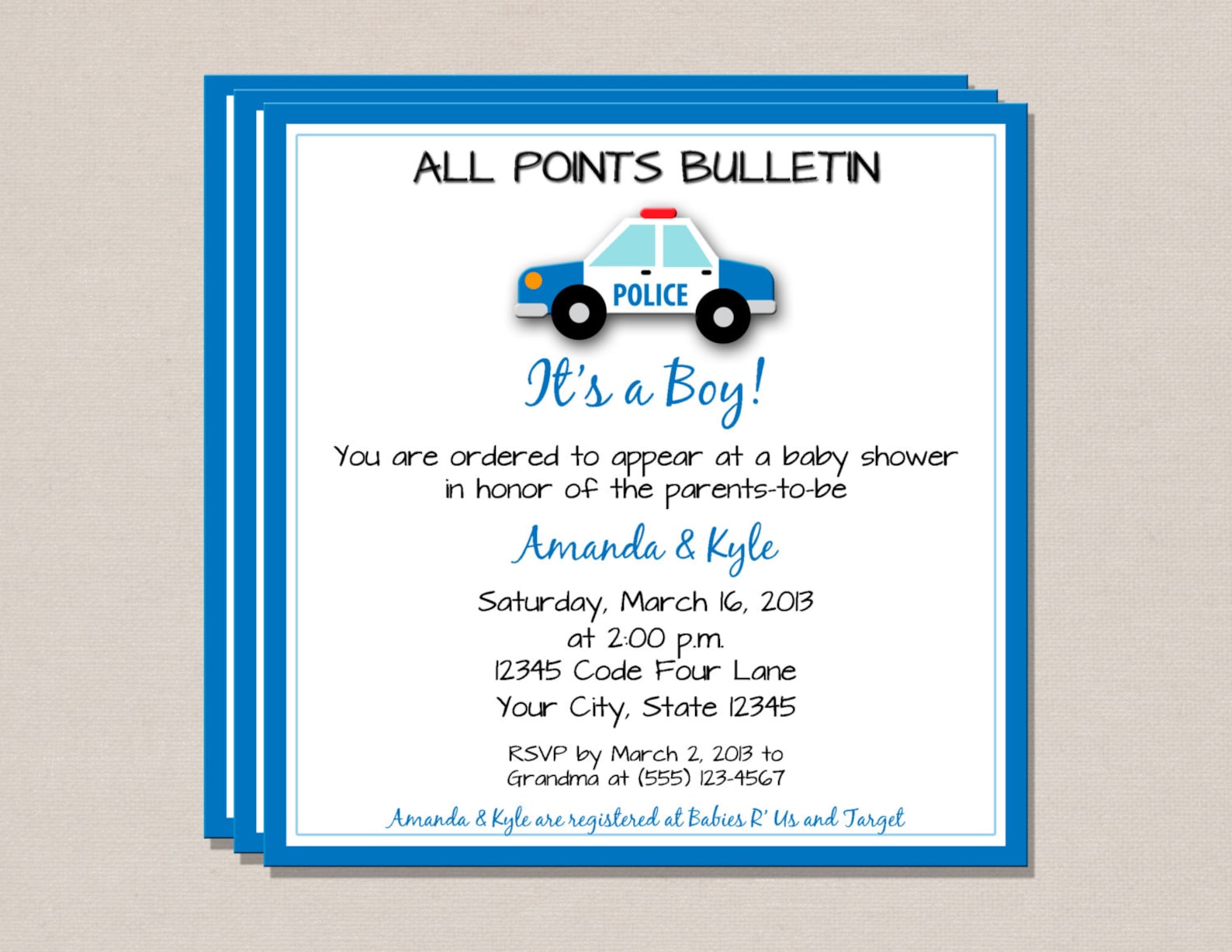 Police Baby Shower Invitation - It's a Boy Baby Shower Invitation ...