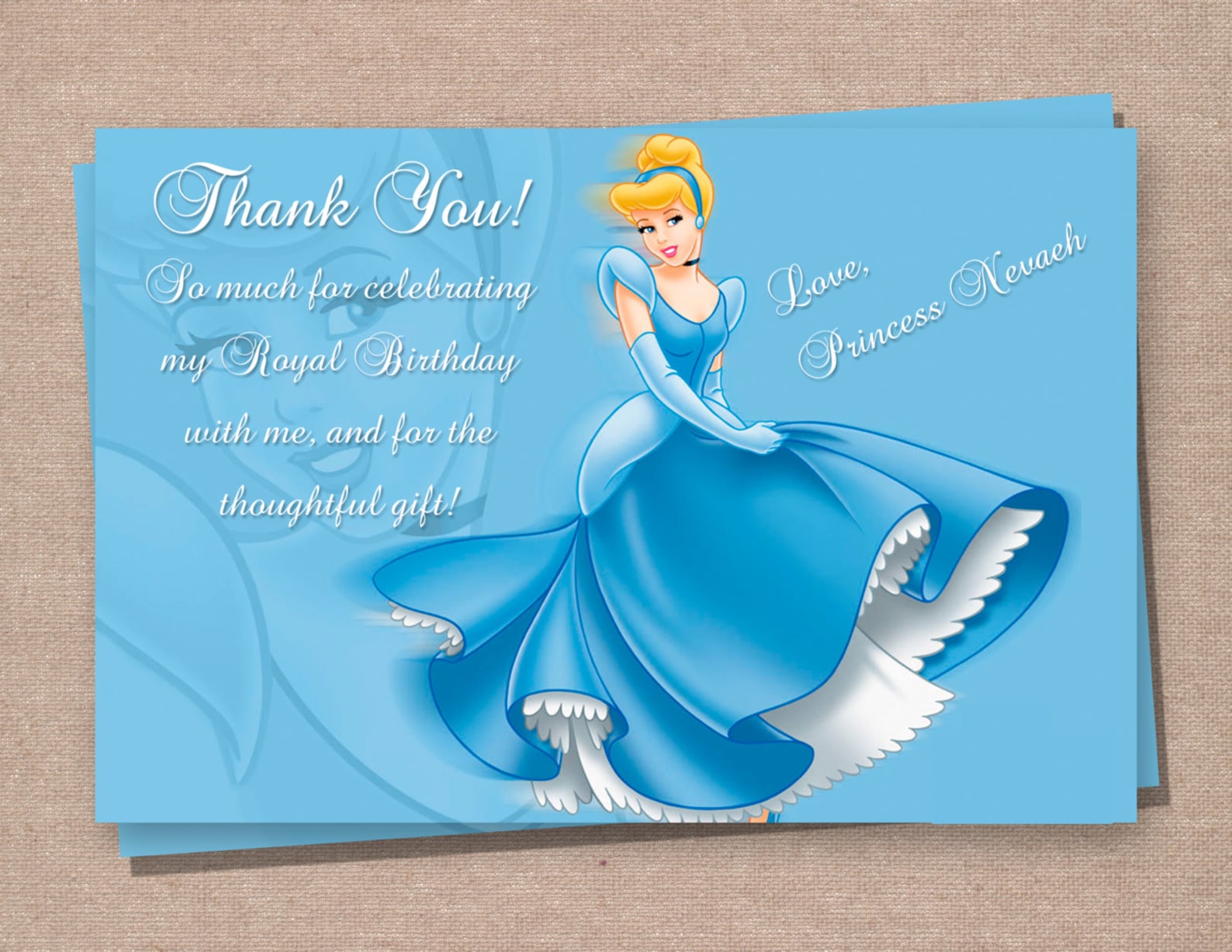 Cinderella Inspired Thank You Card - Birthday Thank You Card ...