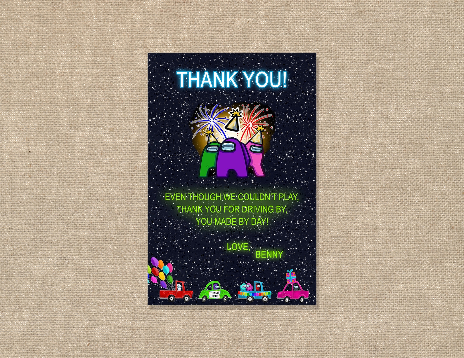Among Us Thank You Card - Among Printable Digital File - Etsy