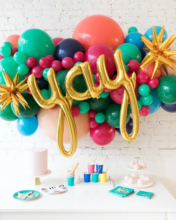 45 Foil Script yay Balloon Birthday Decor Engagement Party Ideas Letter Balloons Phrase Balloons Etsy UK