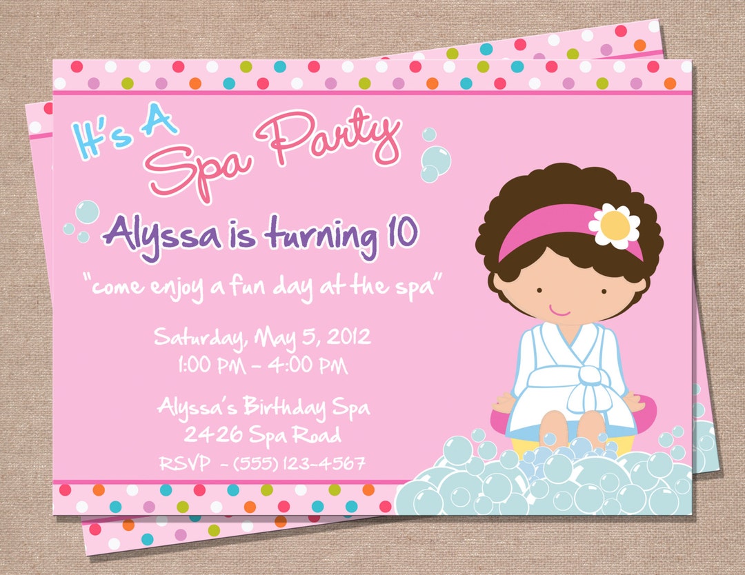 Spa Party Invitation - It's a Spa Party - Spa Birthday Invitation - Spa ...
