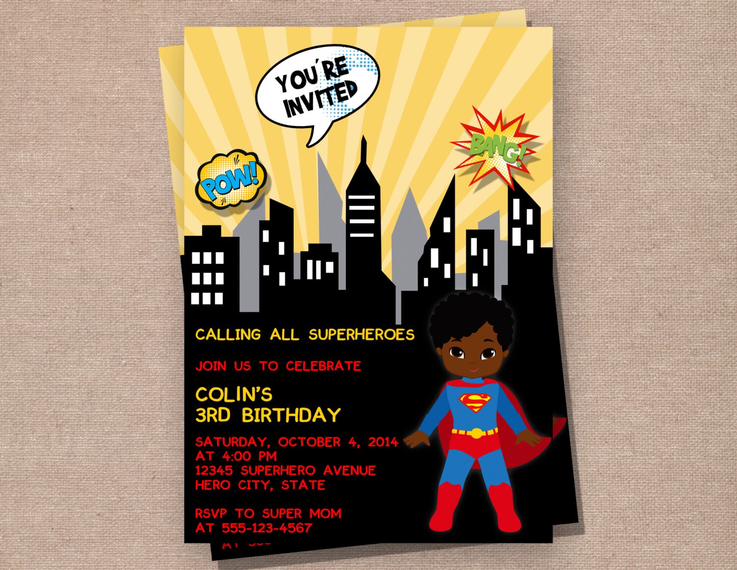 Superman Birthday Invitation Template