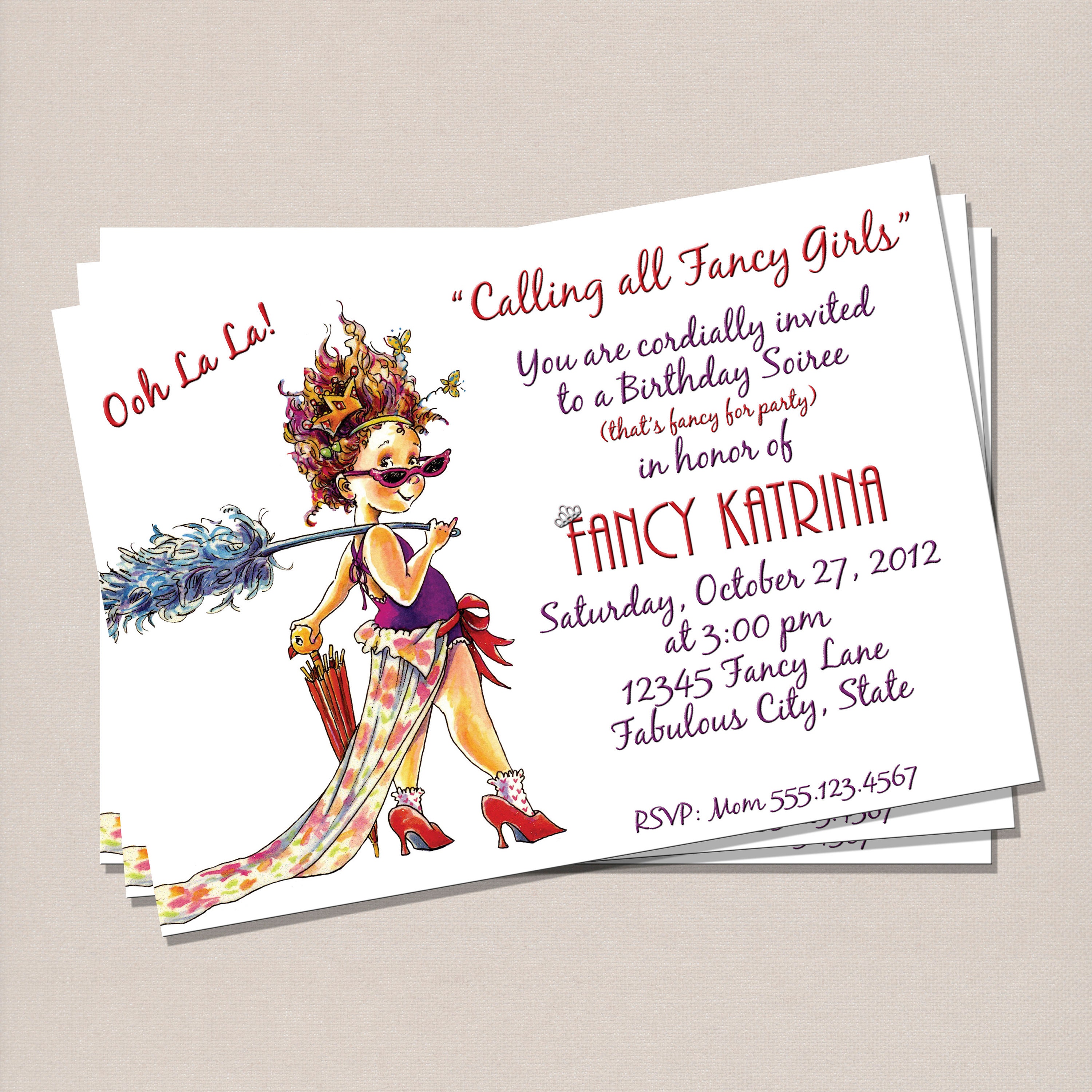 Fancy Nancy Inspired Birthday Invitation - Dressup Birthday Invitation ...