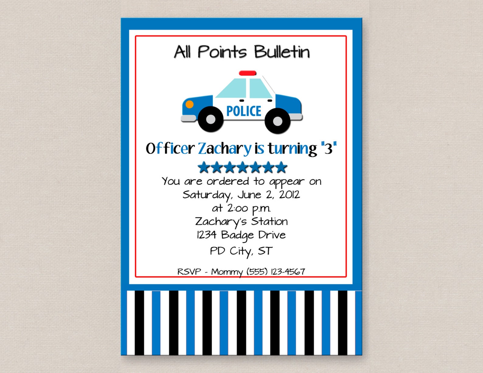 Police Birthday Invitation Police Birthday Boys Invitation Kids ...