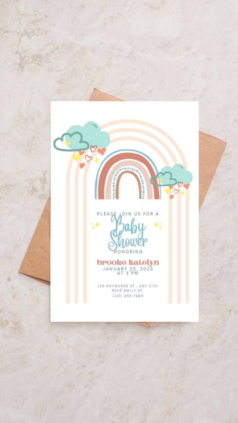 Boho Rainbow Baby Shower Invite/invitation - Etsy