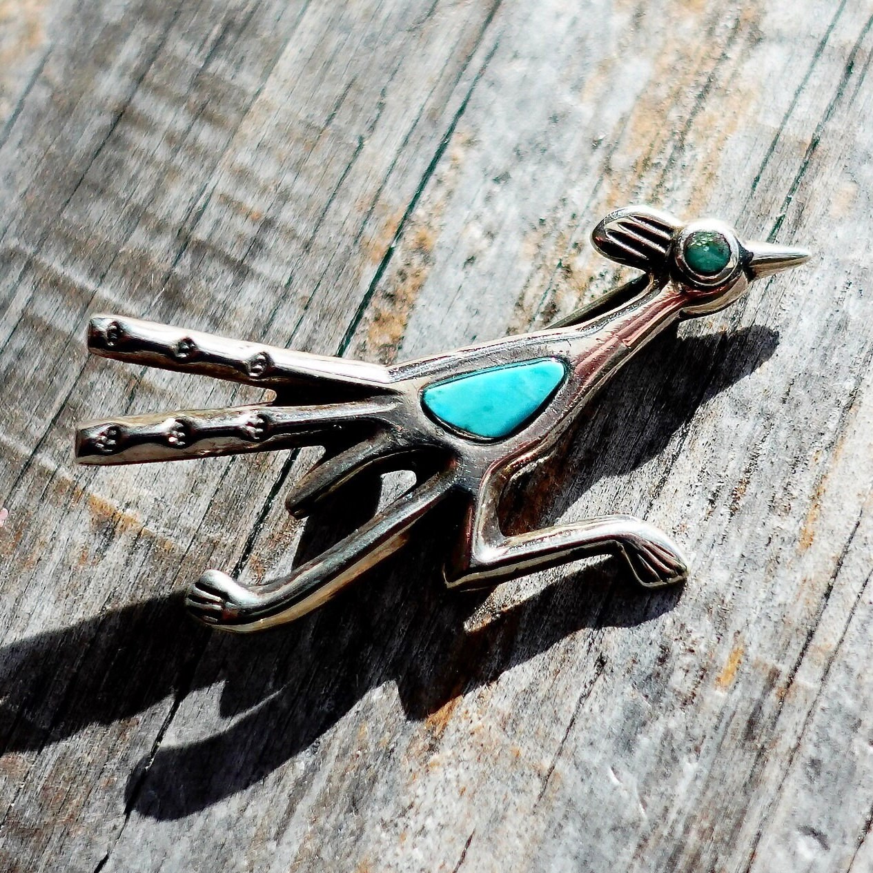 Vintage Roadrunner Pin / 1950's Turquoise & Sterling Silver - Etsy