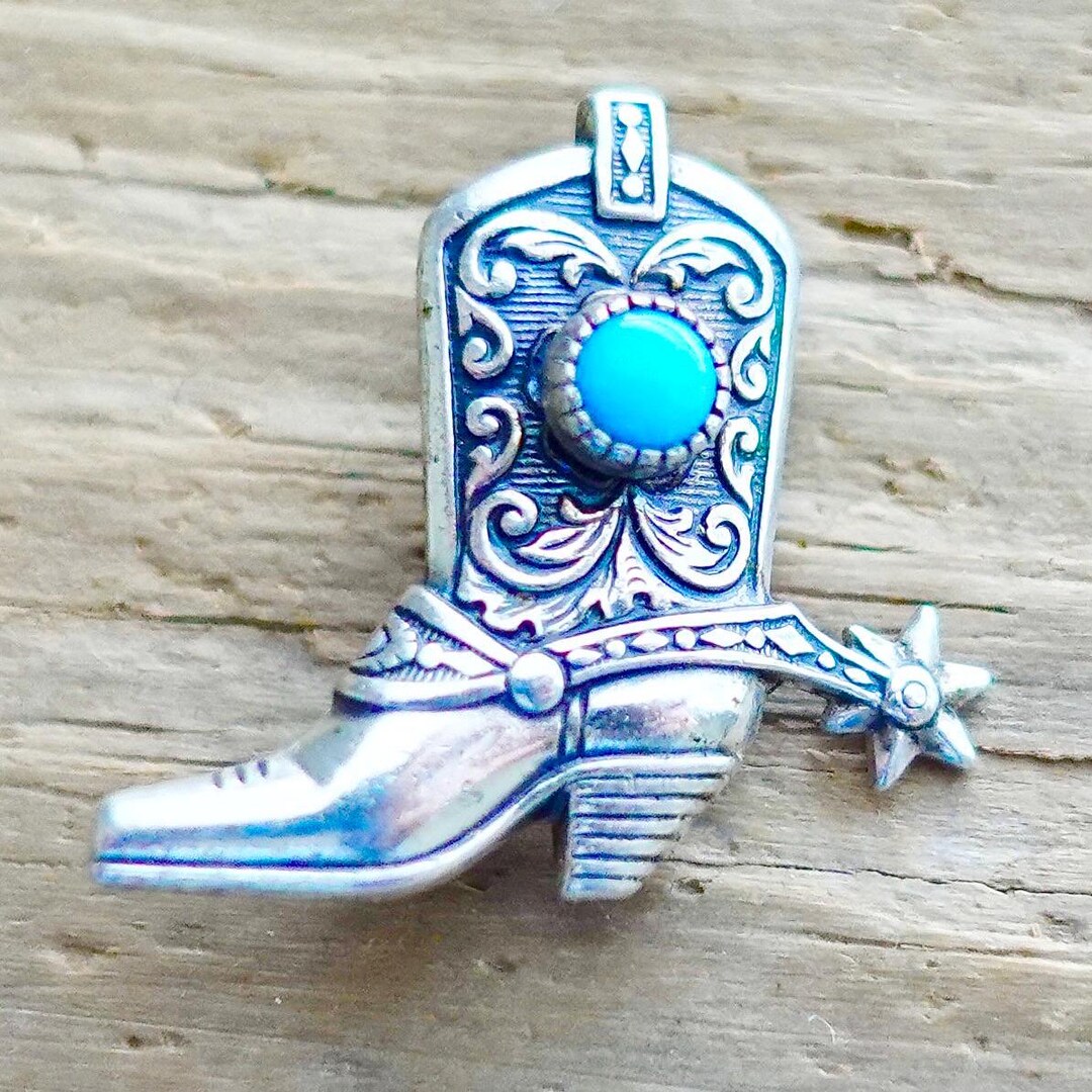 Turquoise Cowboy Boot Pin / Vintage 1960's by Bell Trading Post - Etsy