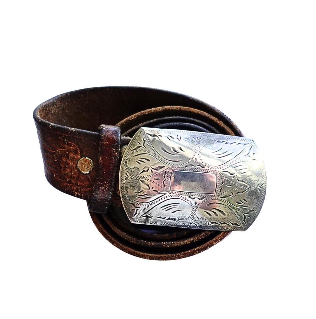 Vintage Western Belt Buckle Set Don Ricardo - RRL Hand Tooled Leather ...