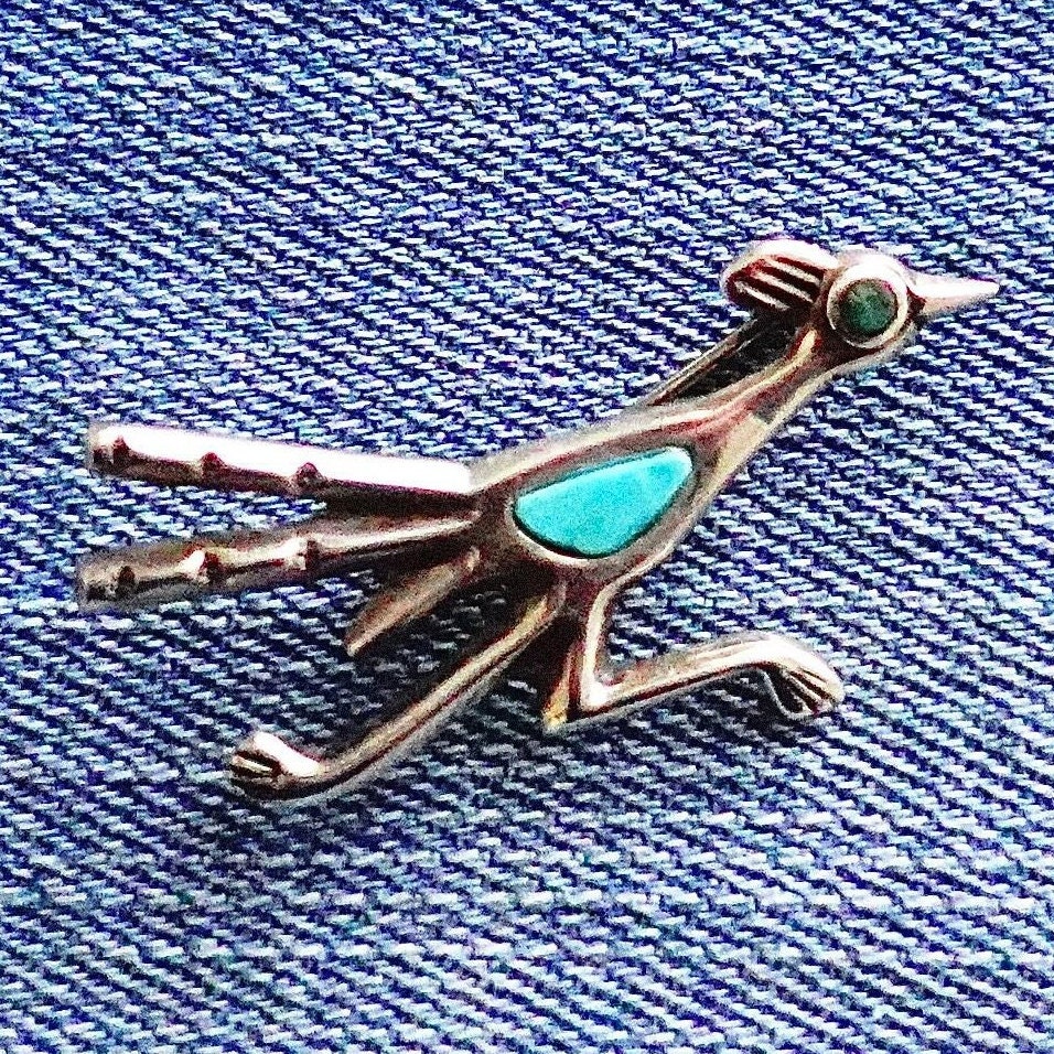Vintage Roadrunner Pin / 1950's Turquoise & Sterling Silver - Etsy