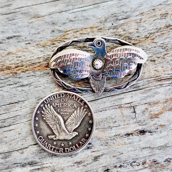 Fred Harvey Thunderbird Pin in Sterling Silver / Vint… - Gem
