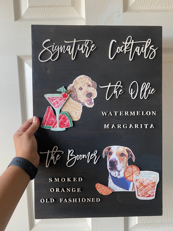 Signature Cocktails Dog Bar Sign Custom Pet Drink Specialty - Etsy