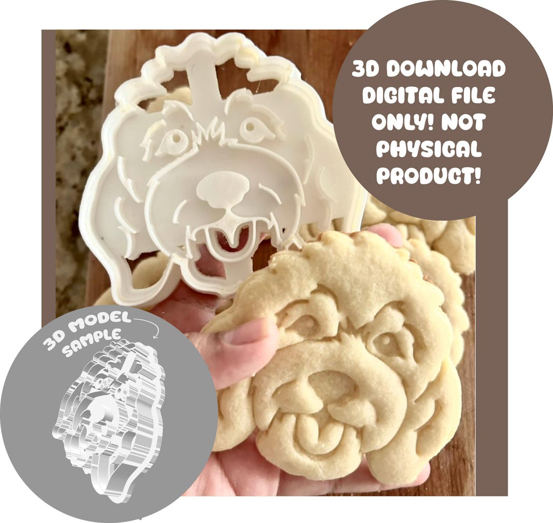Golden Doodle Dog Cookie Cutter 3d STL Digital Download File 4INCH - Etsy