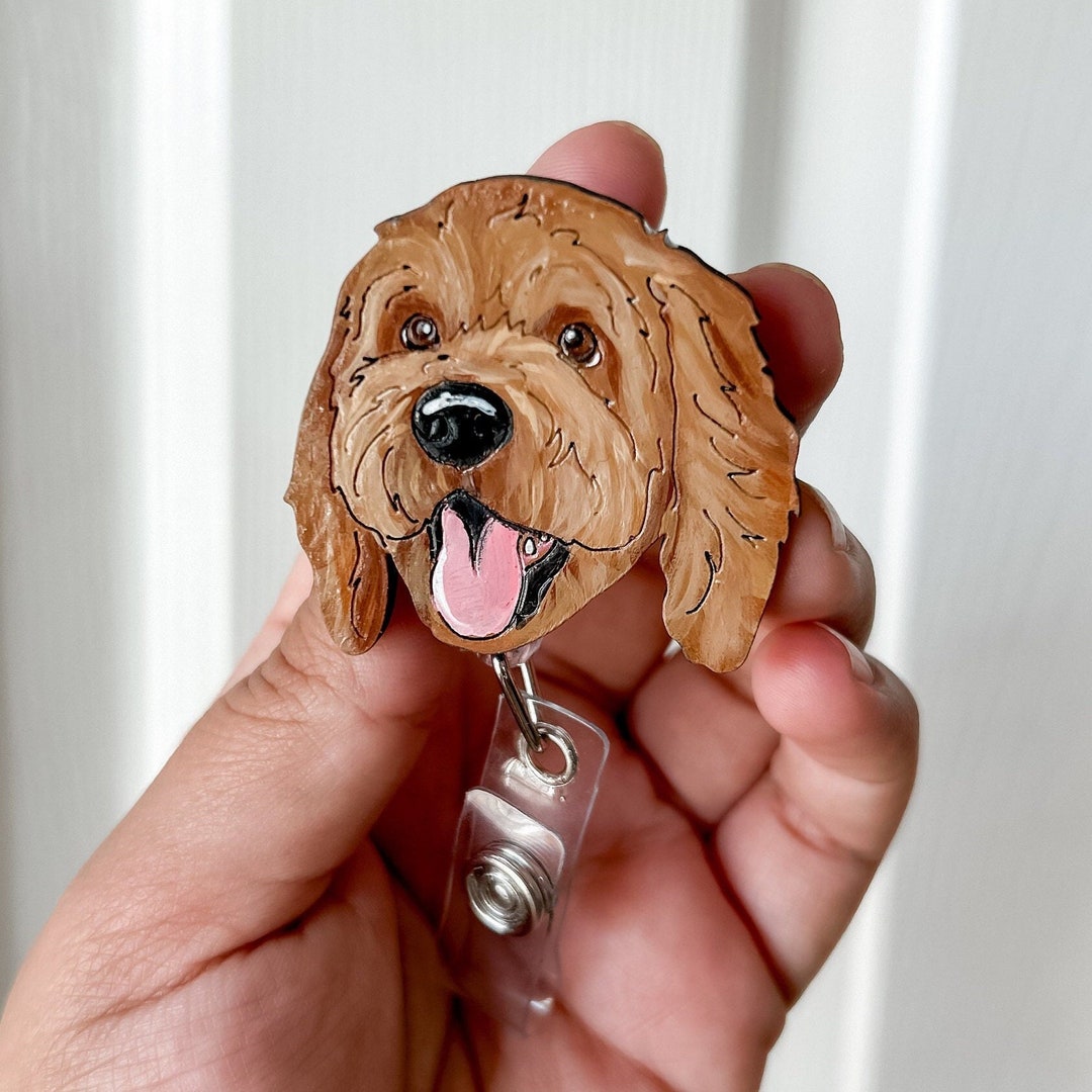 Hand-painted Custom Pet Badge Reel: Personalized Pet Portrait Gift - Etsy