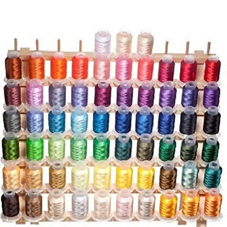 Premium 63-color Brother Embroidery Thread Set: 40wt Machine Cones ...