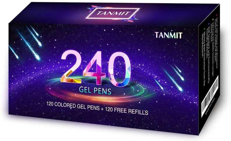 Tanmit 240 Gel Pen Set: 120 Colors + 120 Refills for Adult Coloring ...
