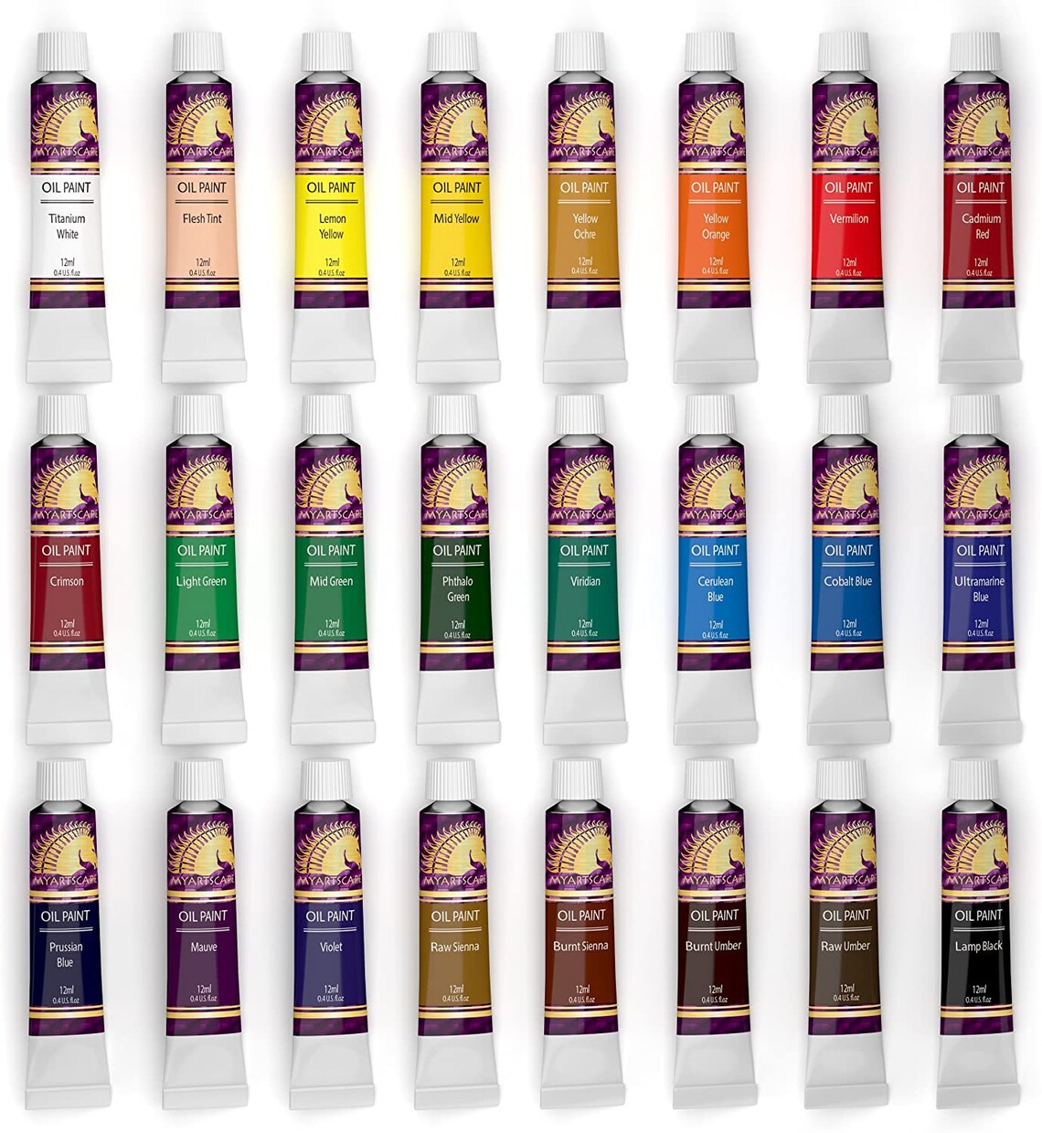 Premium Oil Paint Set: 24 Artist-quality Colors, 12ml Tubes ...