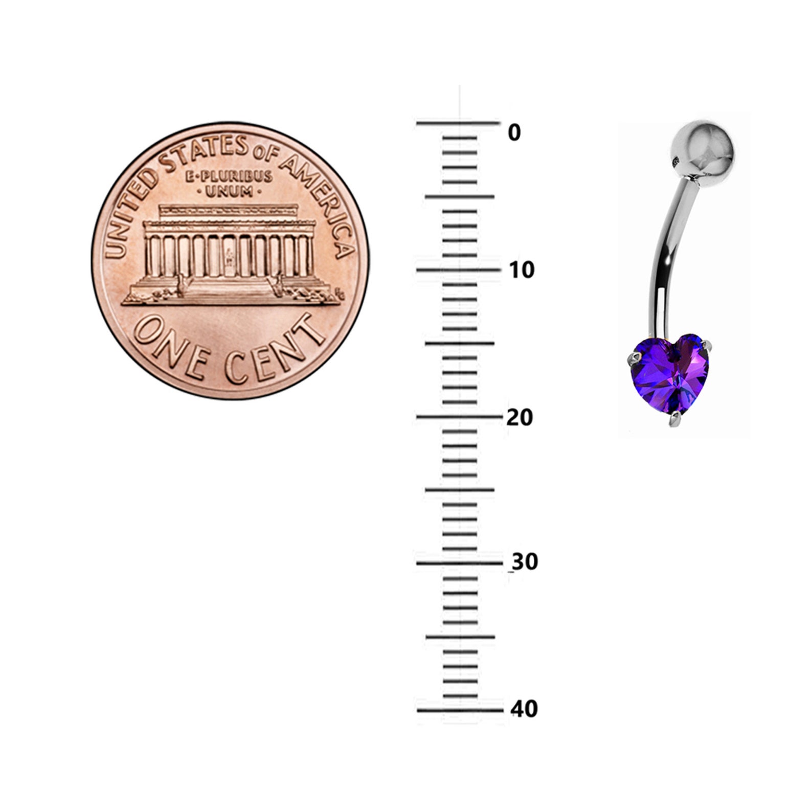 14k Gold Amethyst Heart Belly Button Ring - February Birthstone - Etsy