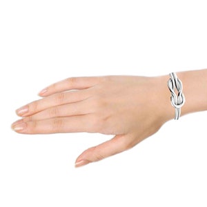 Sterling Silver Love Knot Bangle Bracelet - Adjustable Cuff - Etsy