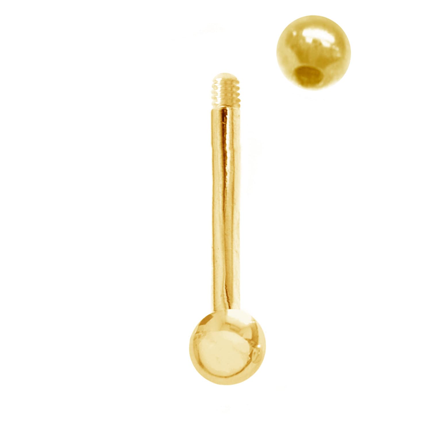 14k Solid Gold Straight Barbell and Ball Eyebrow Ring Body - Etsy