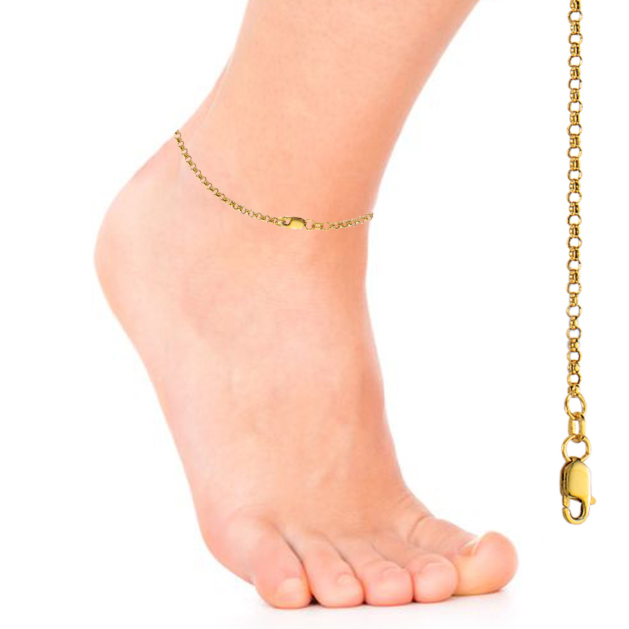 10k Yellow Gold Rolo Foot Ankle Chain Anklet - Etsy