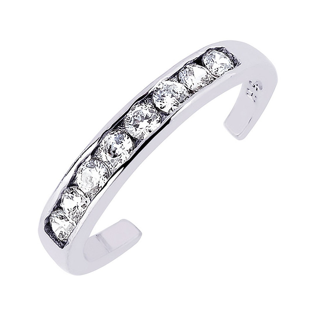 Cubic Zirconia Toe Ring: Adjustable Sterling Silver 925 Band - Etsy
