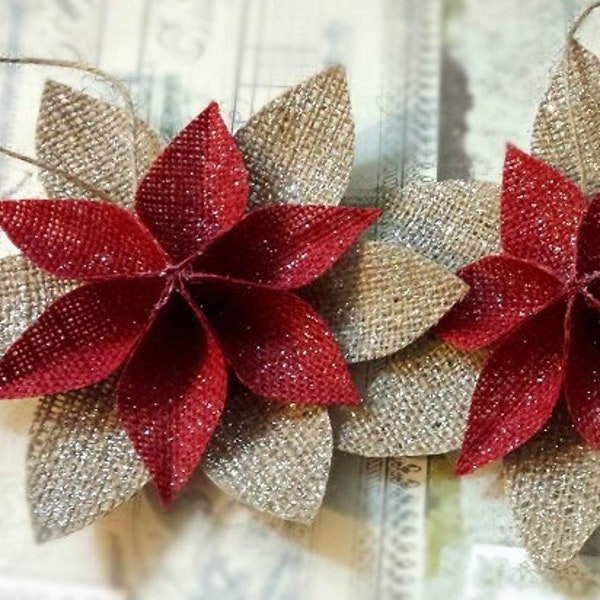 Red Burlap Flowers - Etsy
