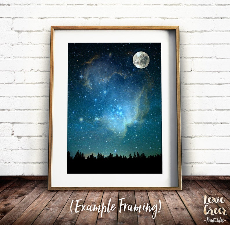 Night Sky Print Moon and Sky Starry Sky Poster Night - Etsy