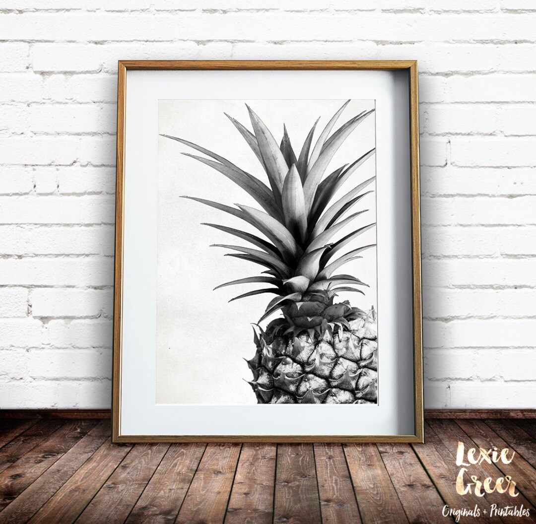 Ananas Print, impression tropicale, ananas Photo, noir et blanc ...
