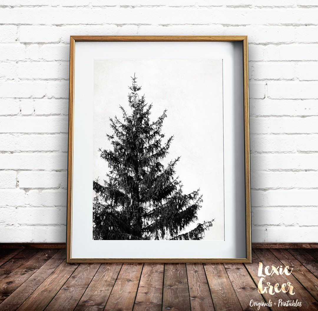 Tree Print, Scandinavian Art, Black and White Print, Pine Tree, Tree ...
