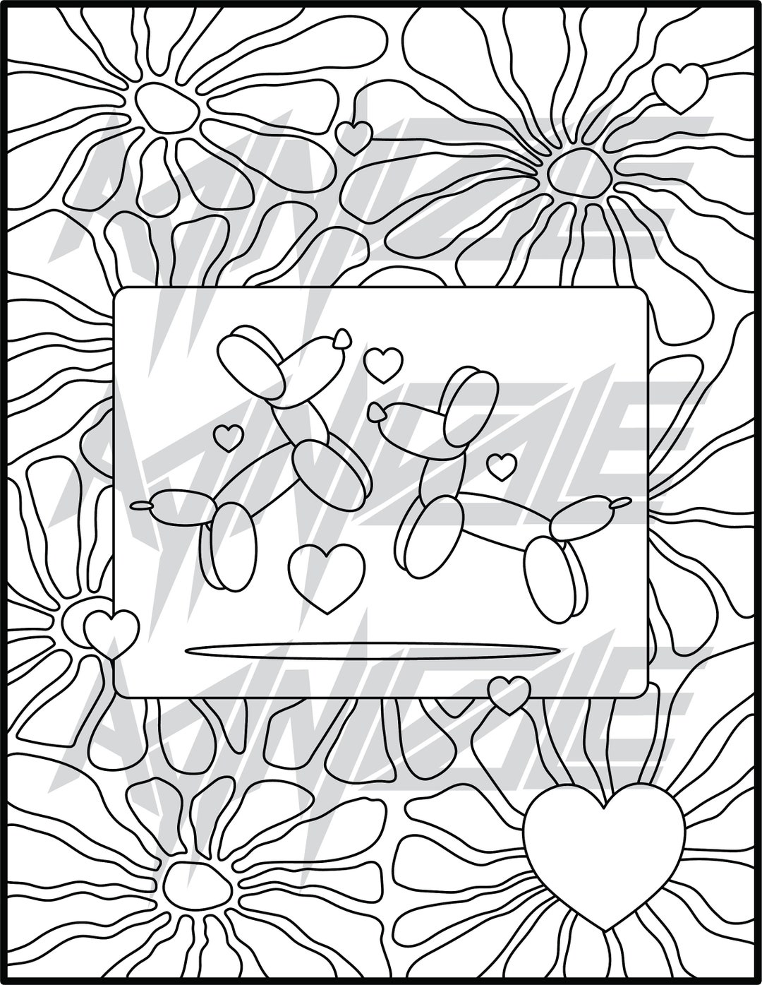 Dog Balloons Coloring Page - Etsy