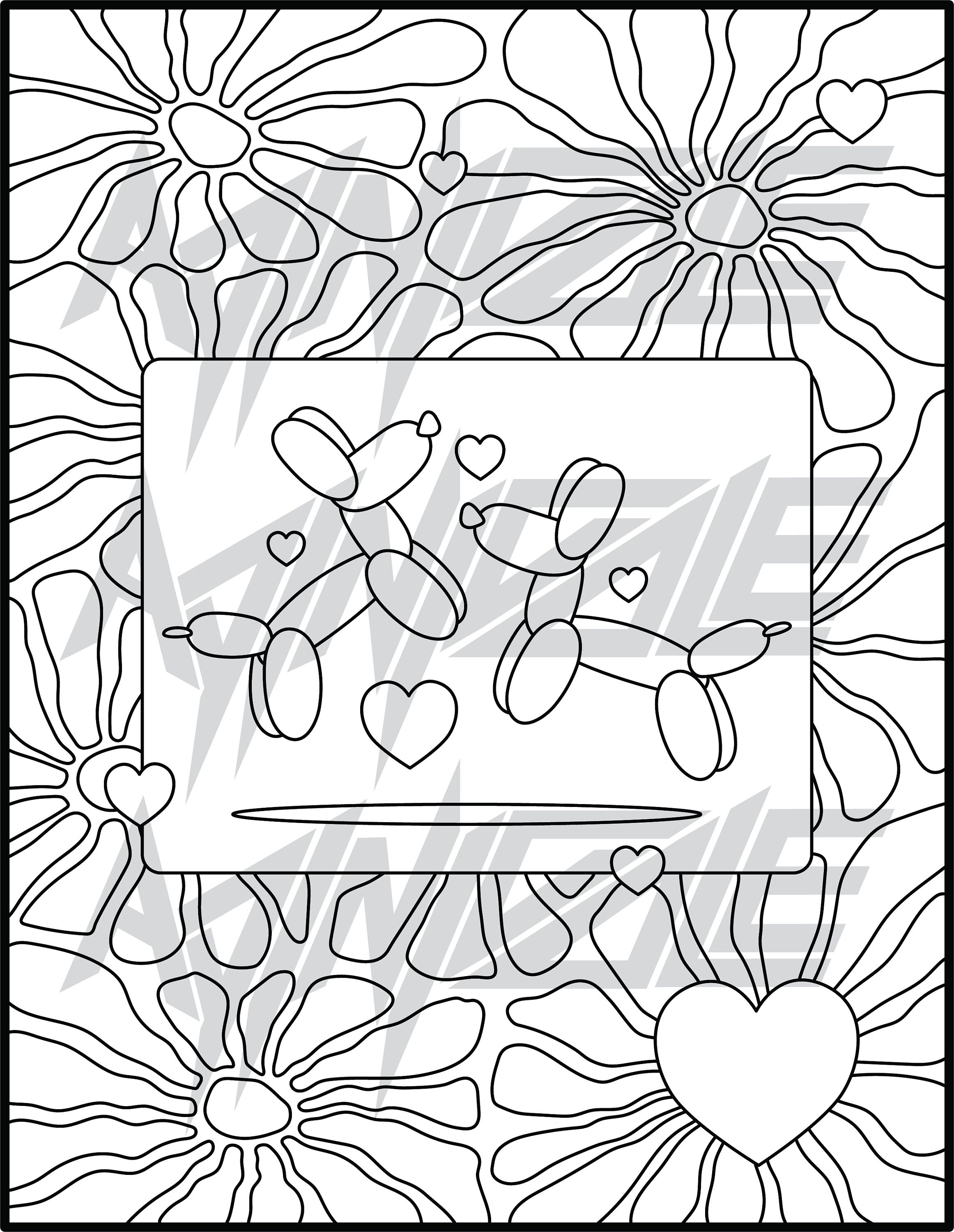 Dog Balloons Coloring Page - Etsy