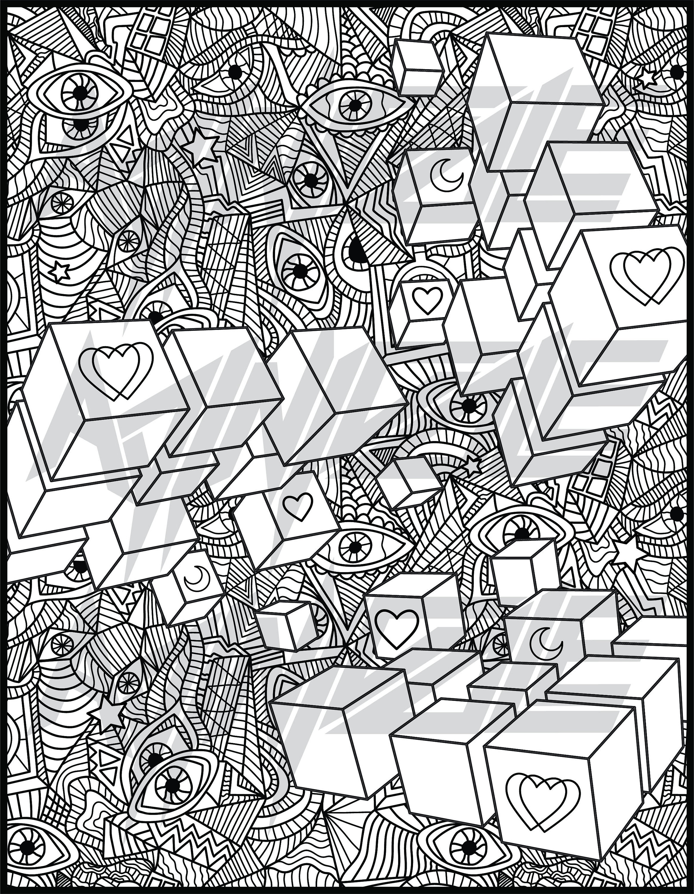 Trippy Perspectives Coloring Page - Etsy