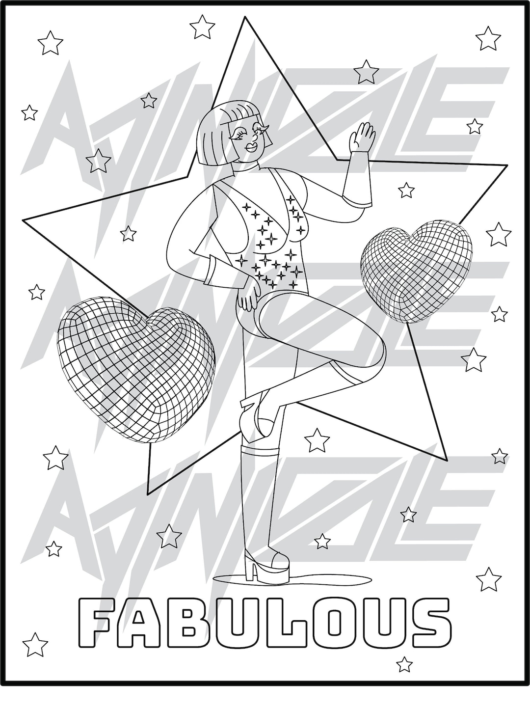 Fabulous Drag Queen Coloring Page - Etsy