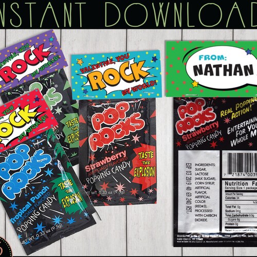 Kids Valentine Cards Pop Rocks Bag Topper Pop Rocks - Etsy
