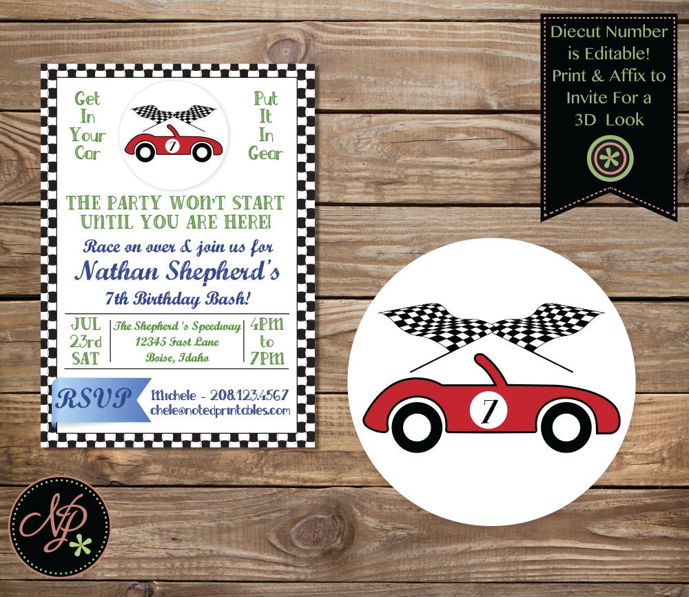 Race Car Birthday Invitations, Race Car Invitation, Race Car Party ...
