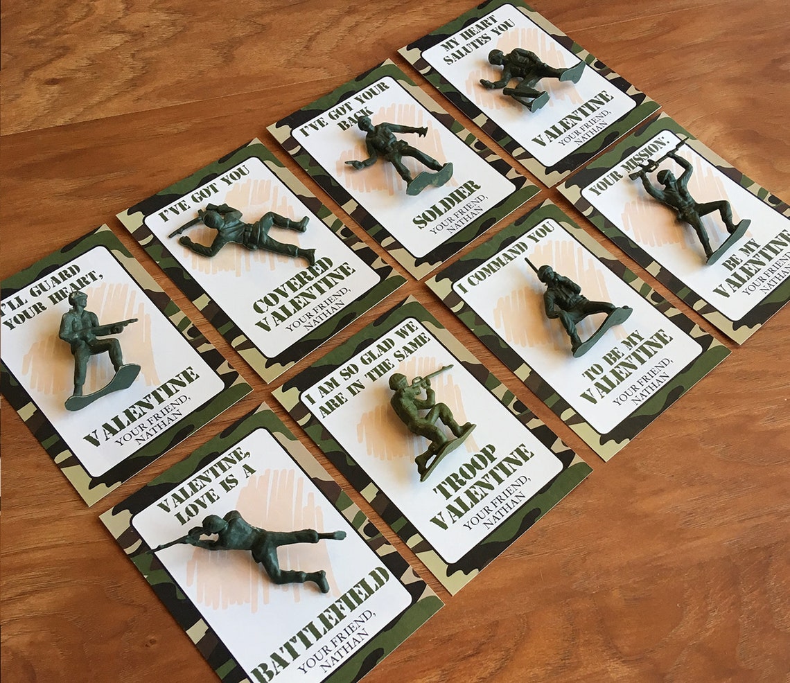 Kids Army Valentine Cards Army Valentines Day Cards Army Men | Etsy