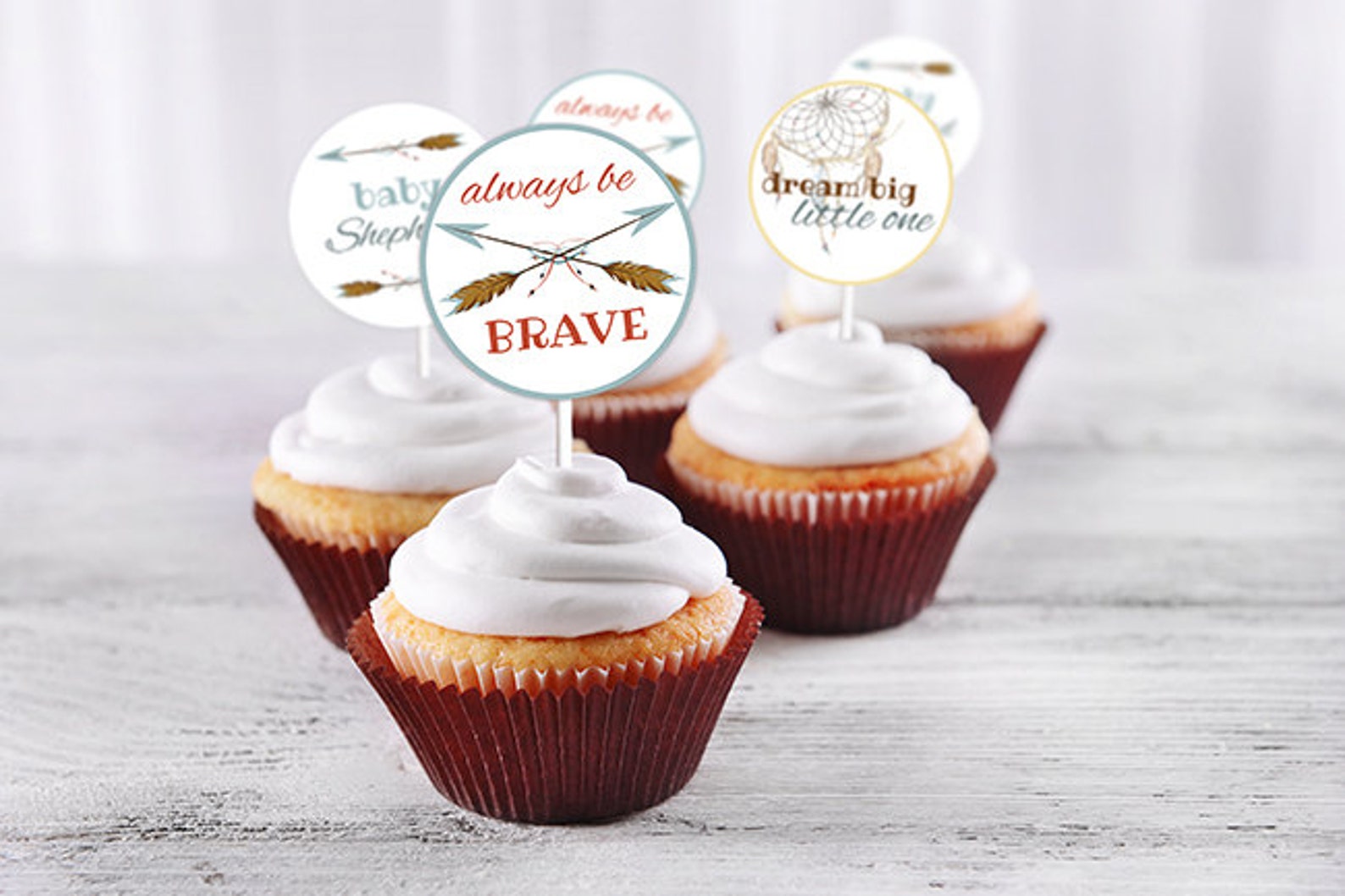 Tribal Boho Cupcake Toppers and Cupcake Wrappers, Tribal Baby Shower ...