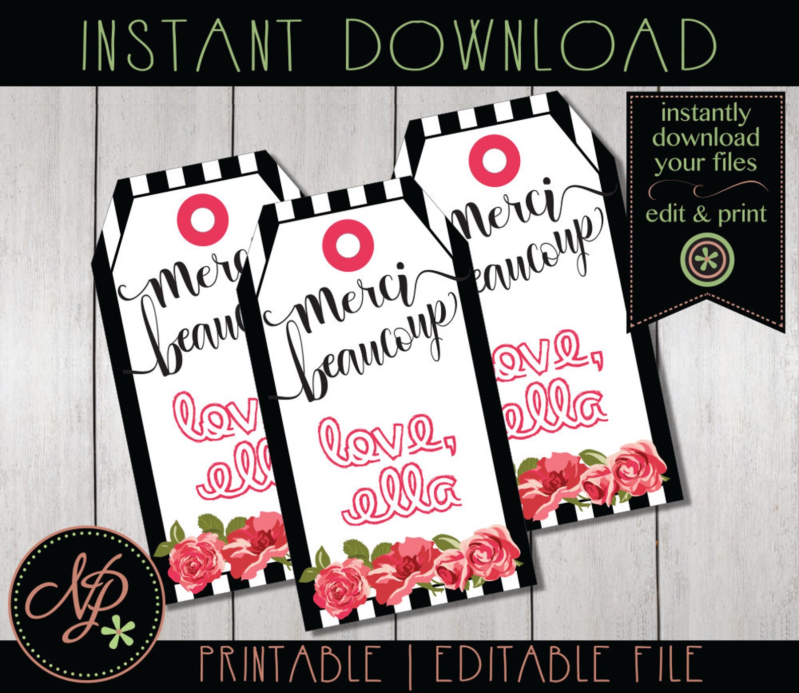 Paris Theme Birthday Favor Tags, Printable Paris Birthday Party Favor ...