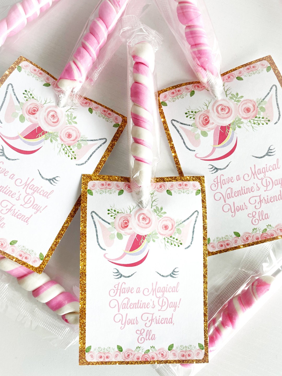 Unicorn Valentine Cards, Valentine's Day Unicorn Tag, Valentine's Day ...