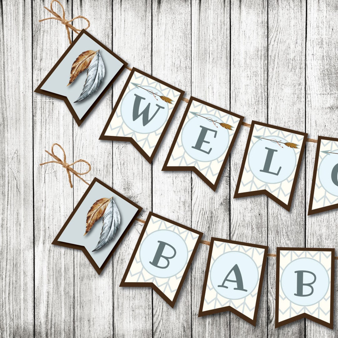 Tribal Boho Baby Shower Banner | Boy Tribal Baby Shower Decorations ...