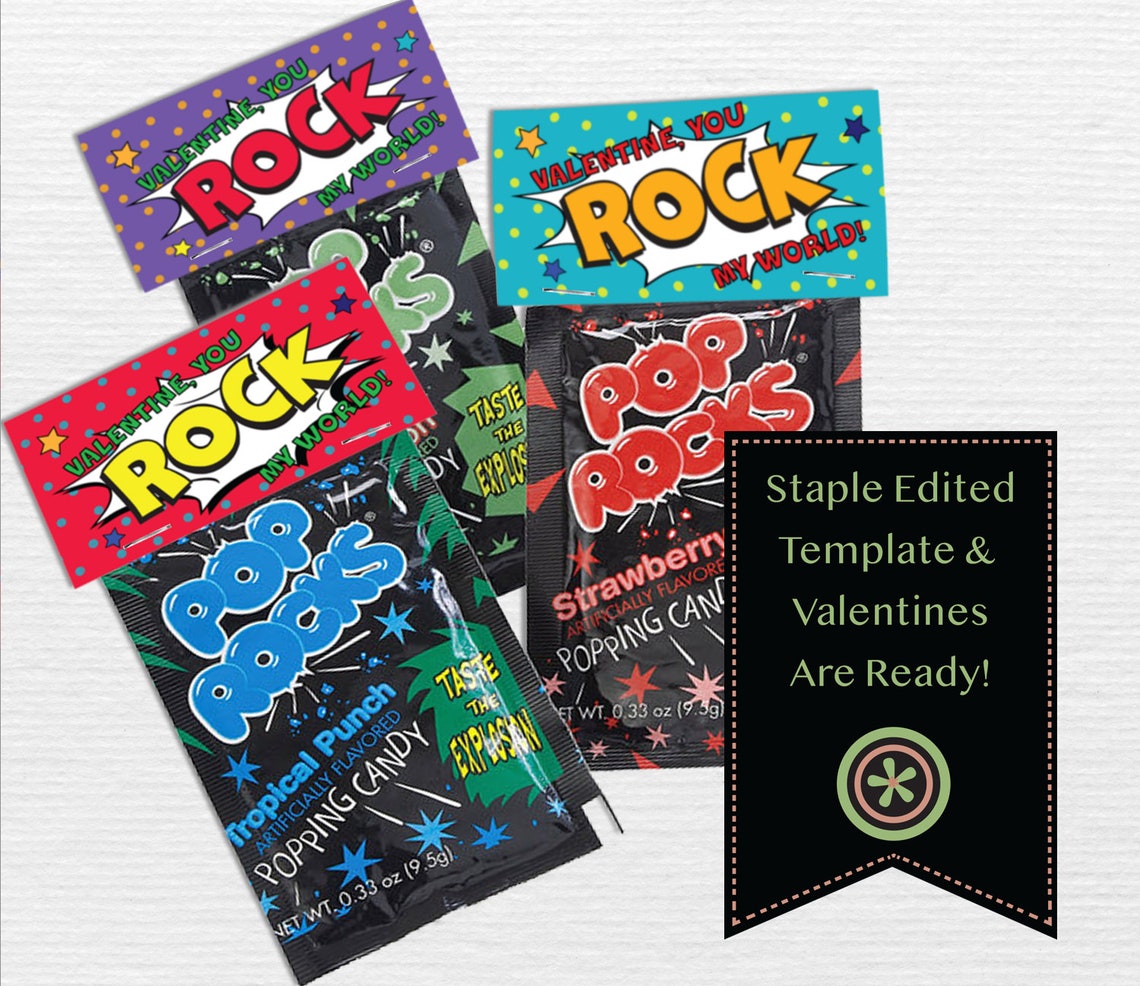 Kids Valentine Cards Pop Rocks Bag Topper Pop Rocks | Etsy