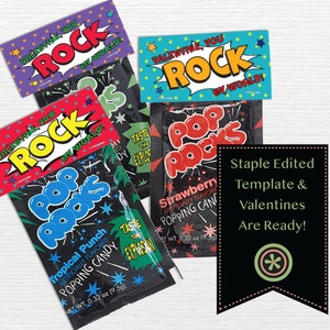 Kids Valentine Cards, Pop Rocks Bag Topper, Pop Rocks Valentine ...