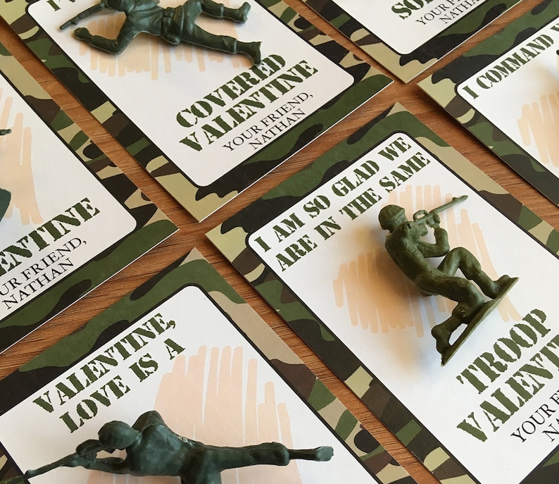 Kids Army Valentine Cards Army Valentines Day Cards Army Men - Etsy
